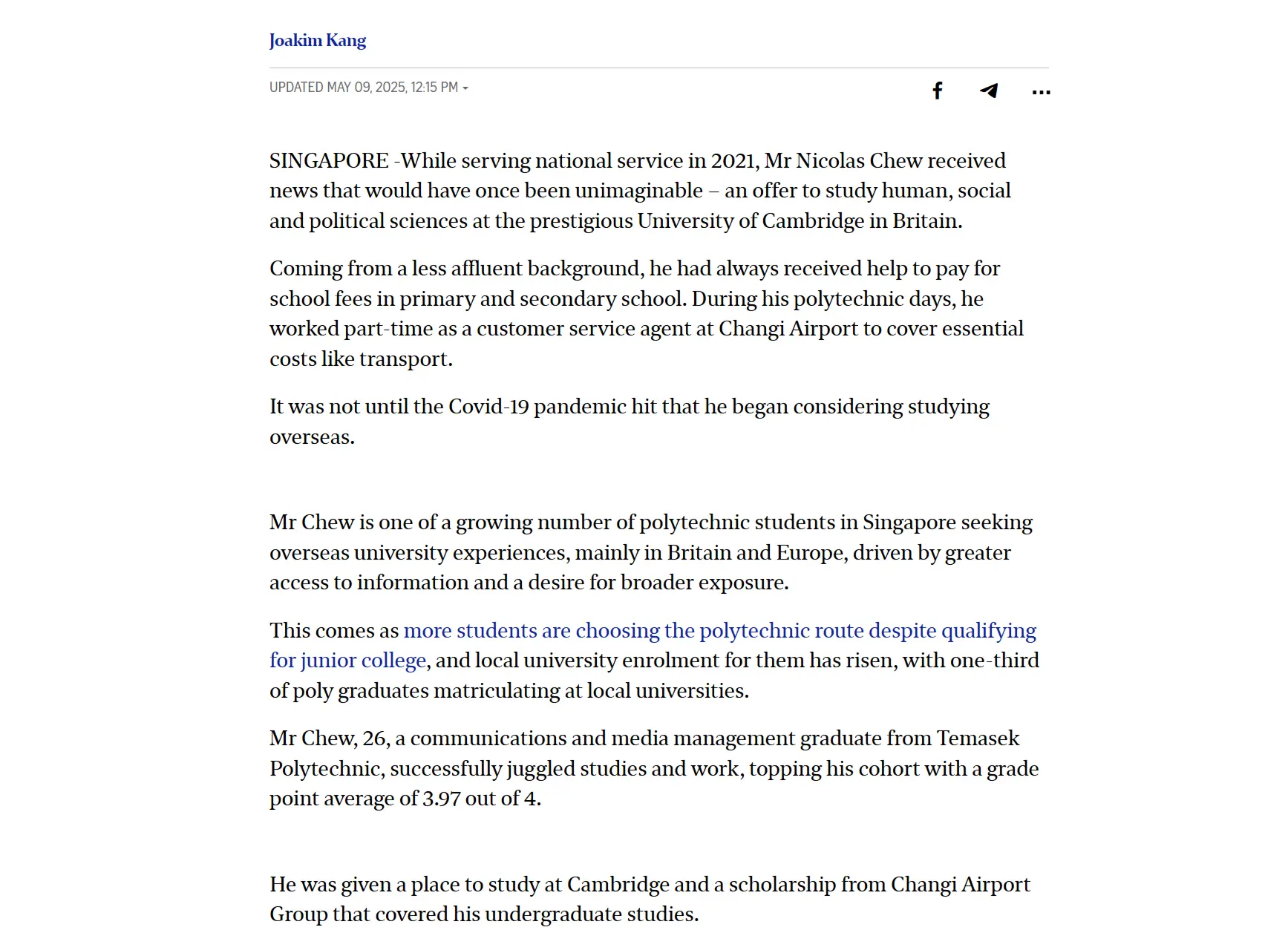 From poly to Cambridge: More S'pore diploma graduates head to top ...